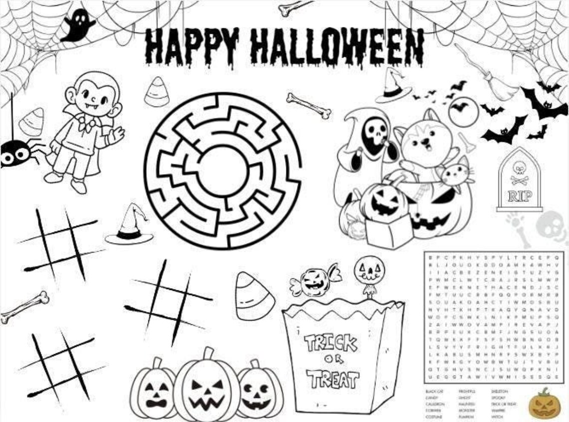 Kids Halloween Activity Sheet - Etsy