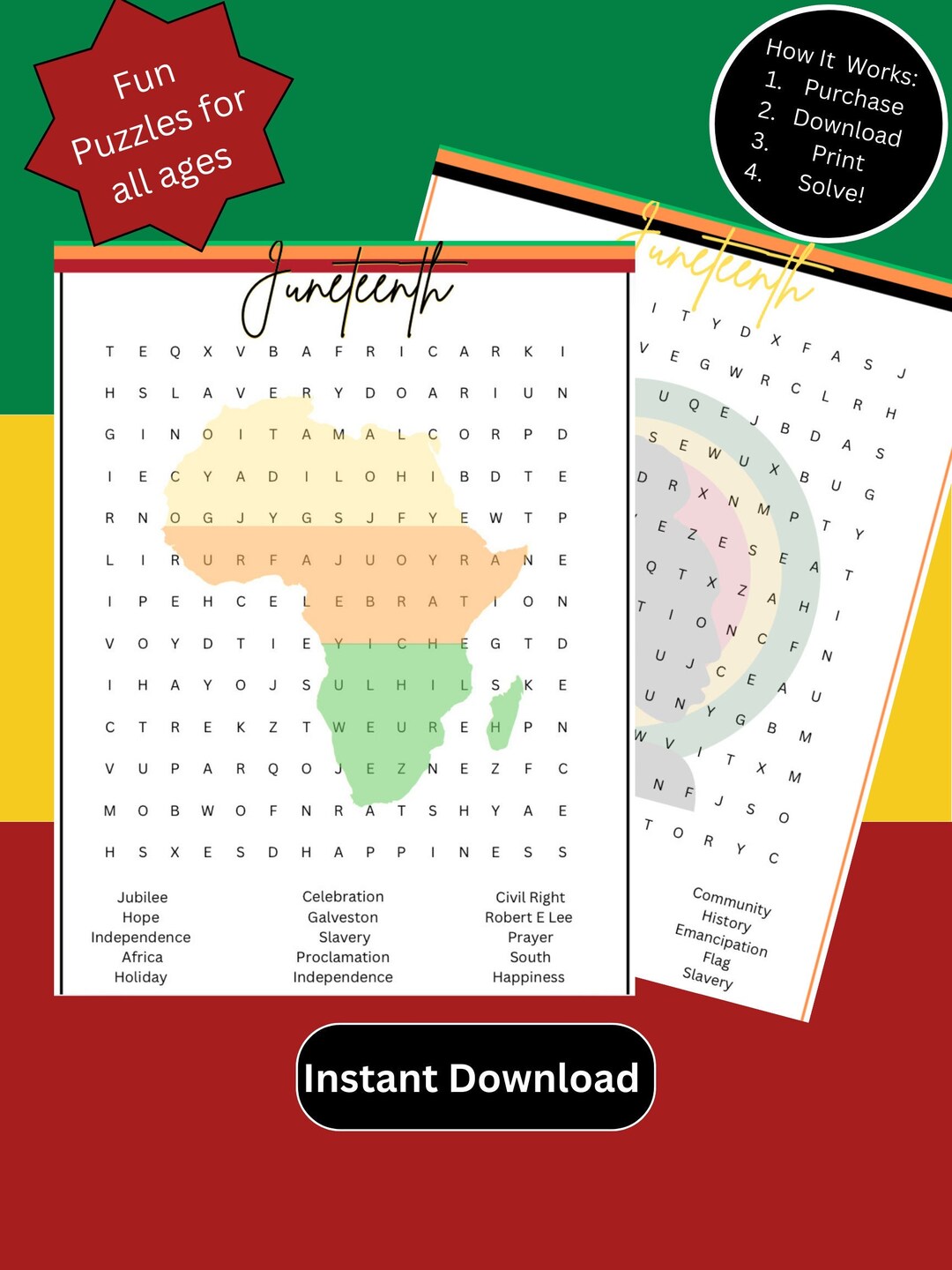 Juneteenth Word Search Game Printable Activities Games for All Ages ...