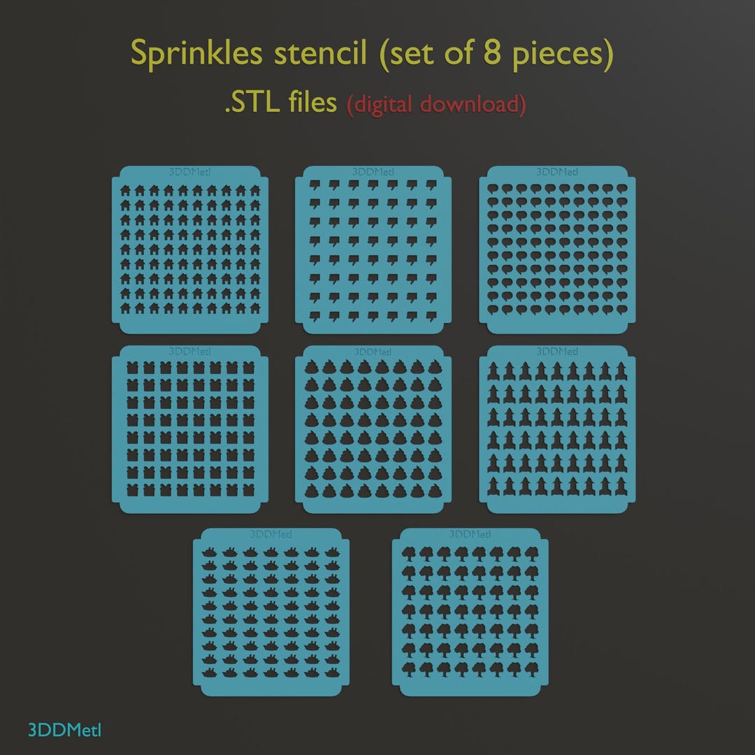 Sprinkles Stencil Set 0f 8 Pieces. STL Files for 3D Printing - Etsy