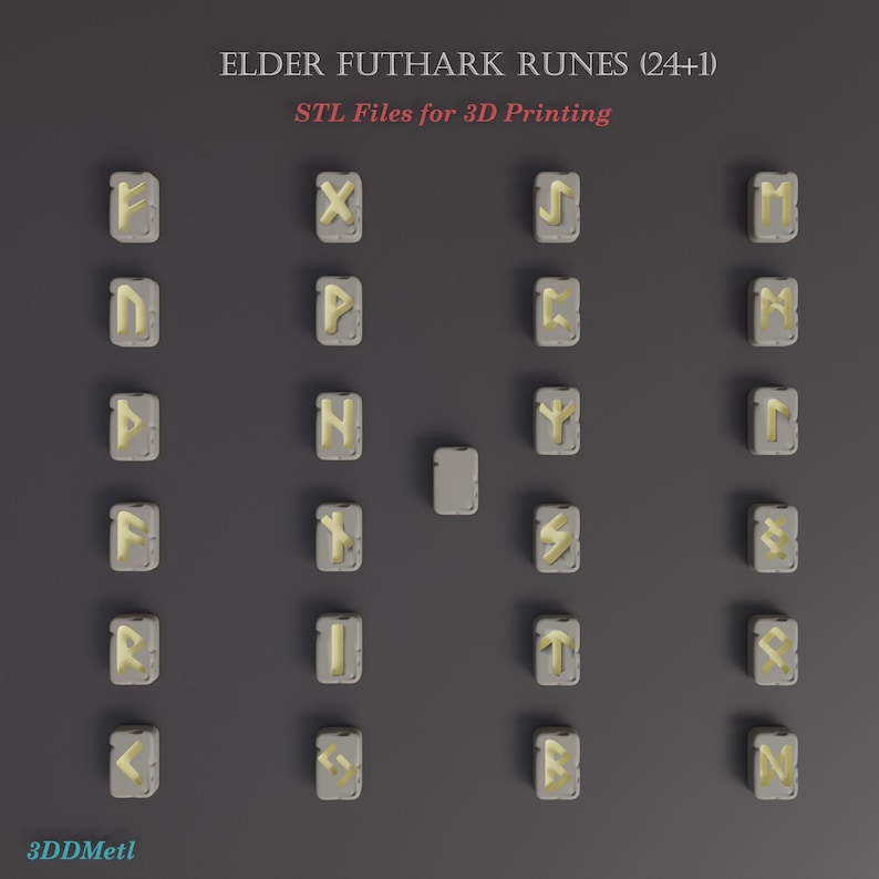 Elder Futhark Runes (24+1) STL Files for 3d Printing - Etsy