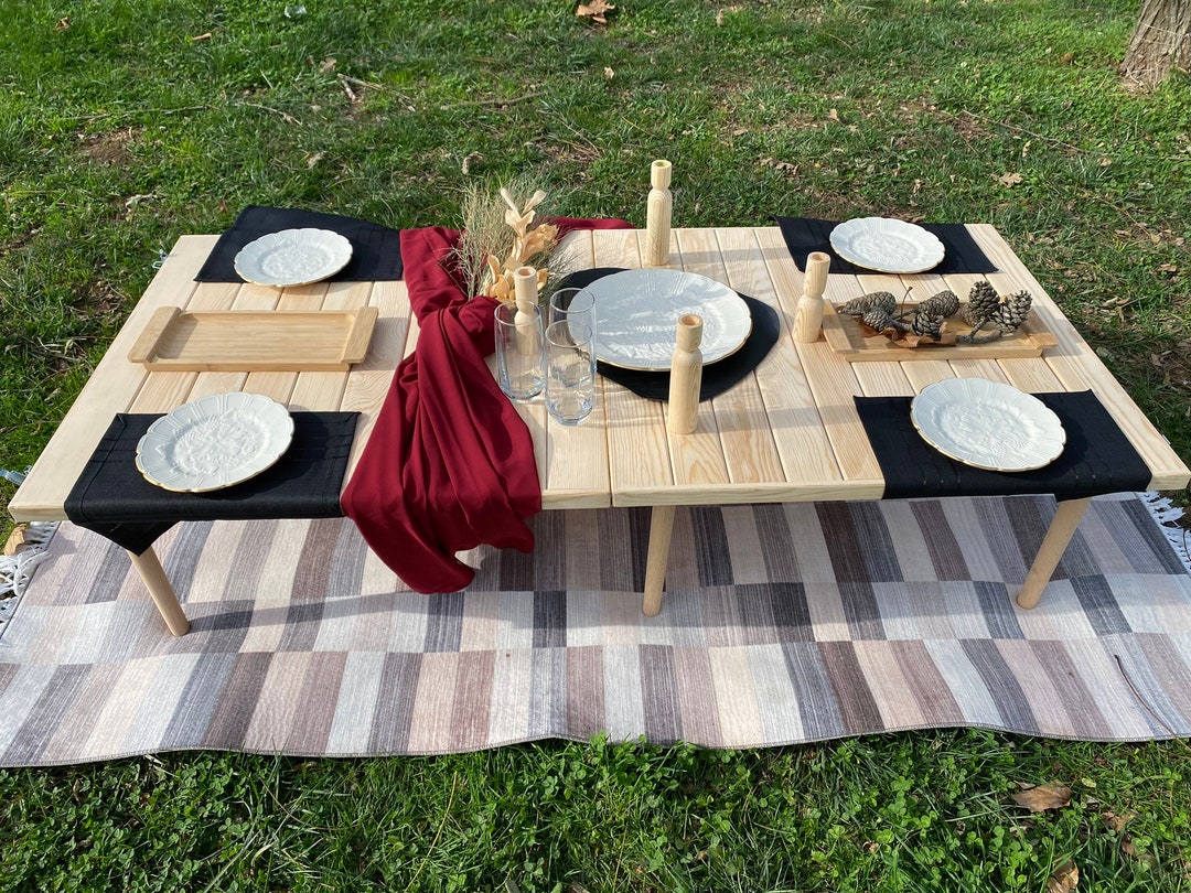 24x48xh13 Inch Wooden Foldable Boho Picnic Table /NATURAL - Etsy