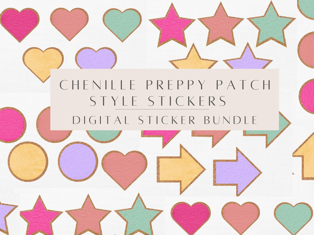 Preppy Chenille Patch Stickers: ABC Letters, Colorful PNG & PDF ...