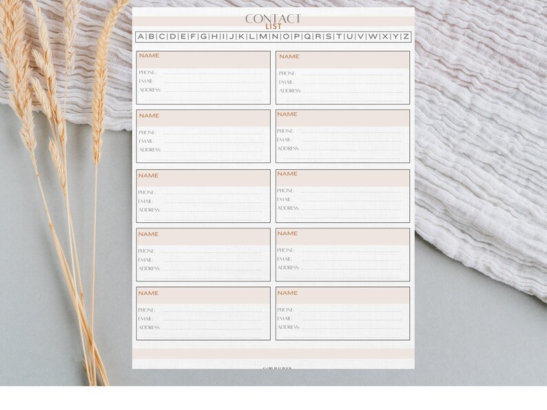 Address Book PDF, Email Log Sheet, Contact Info, A4 Planner Phone ...