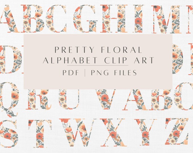 Alphabet Clipart Floral Letters for Boho Print on Demand Cricut Designs ...