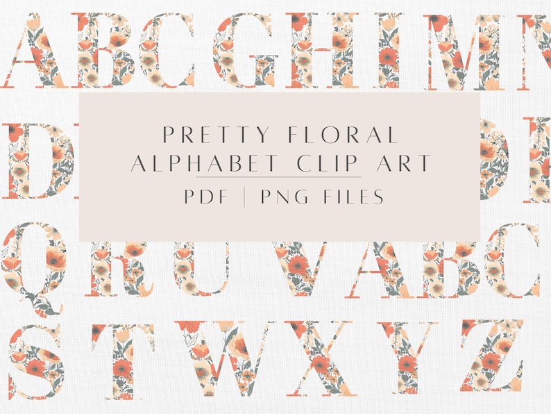 Pretty Floral Alphabet Clip Art Png & Pdf | Abc Clipart | Letter ...