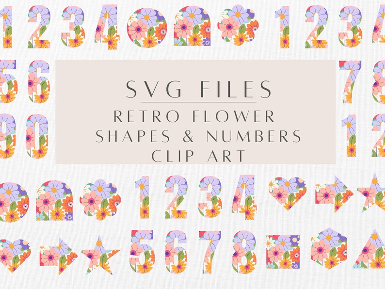 SVG Groovy Numbers | Colorful SVG Shapes Retro Kids Pack | 70s Alphabet ...