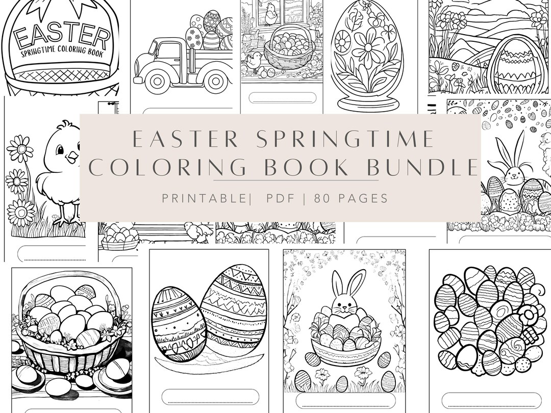 Easter Coloring Booklet Bunny Coloring Pages Instant Downloader ...