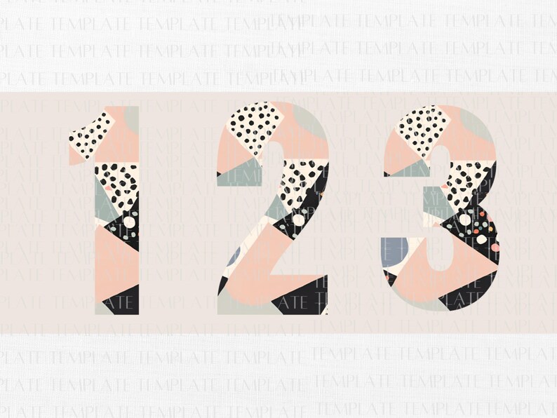 Terrazzo Numbers & Shapes, Boho SVG Elements | Retro Cricut Numbers ...