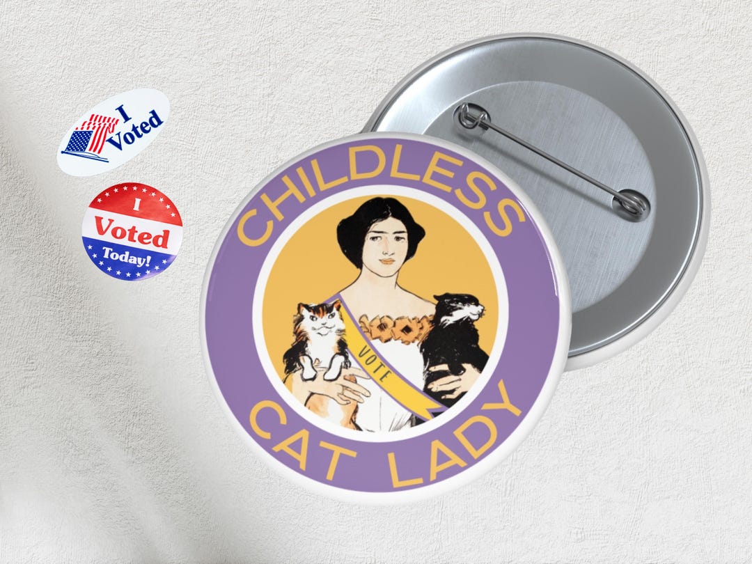 Childless Cat Lady Suffragette Button: Feminist Political Pin - Etsy