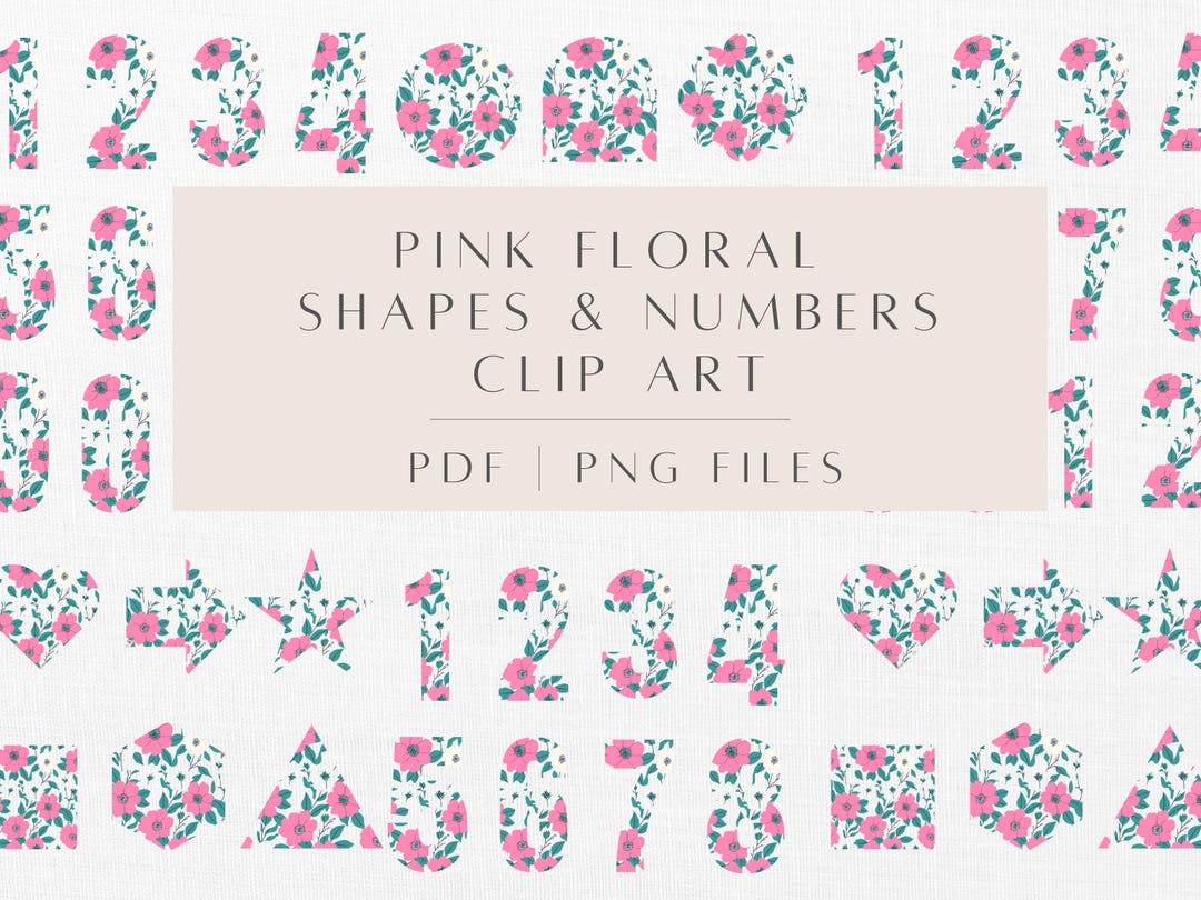 Feminine Numbers Art Floral Shapes PDF PNG - Etsy