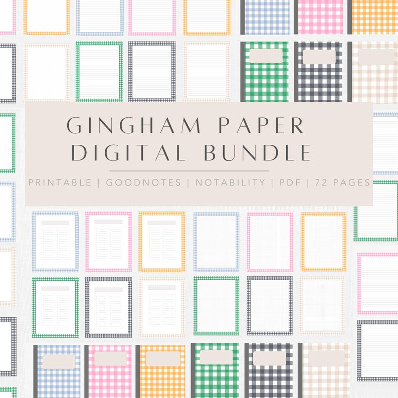 Goodnotes Gingham & Notability Templates Digital Notecovers for Digital ...