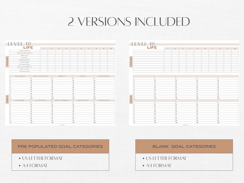 Level 10 Life PDF Printable A4 Wellness Goal Chart Digital Download - Etsy