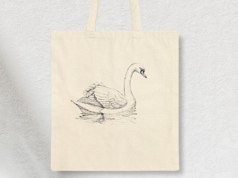 Sketch Swan Tote Bag | Minimal Line Art Canvas Tote - Etsy