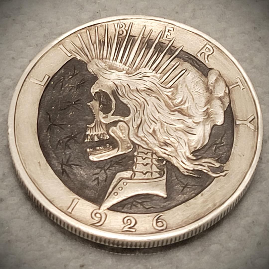 1926 Skulled Peace Dollar in Hobo Nickel Style - Etsy