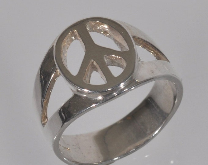 Silver Peace Sign Ring - Etsy