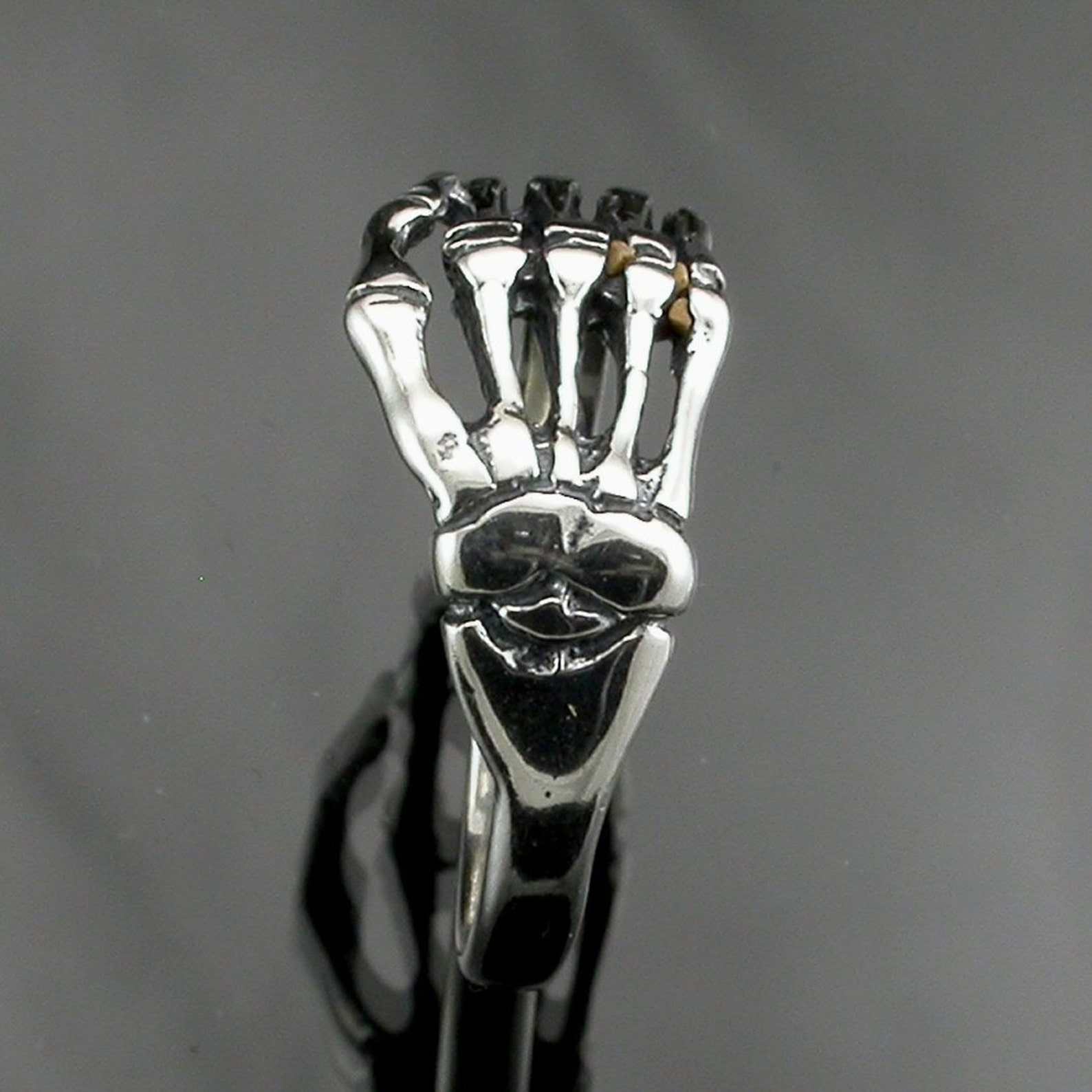 Sterling Silver Skeleton Hand Ring - Etsy