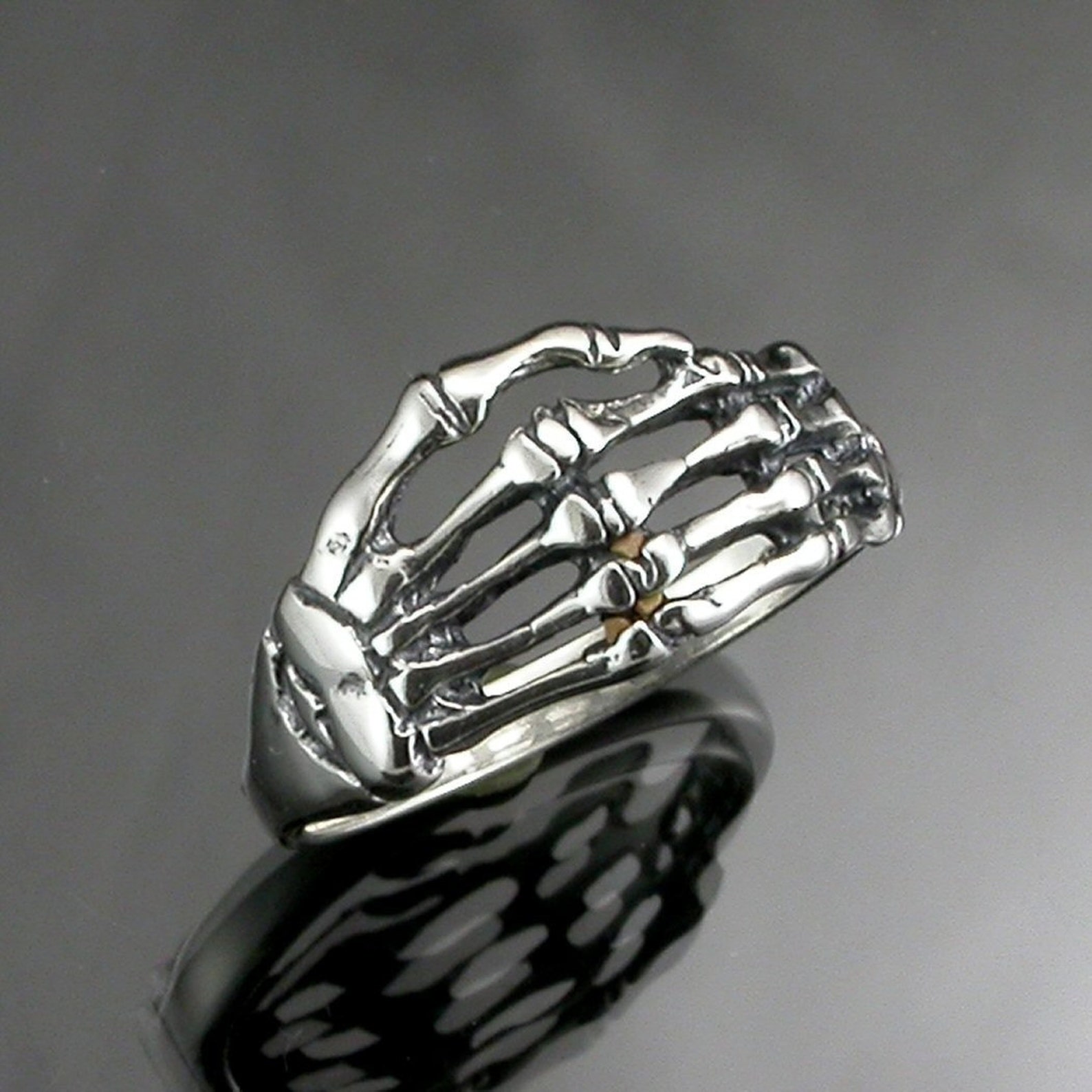 Sterling Silver Skeleton Hand Ring - Etsy