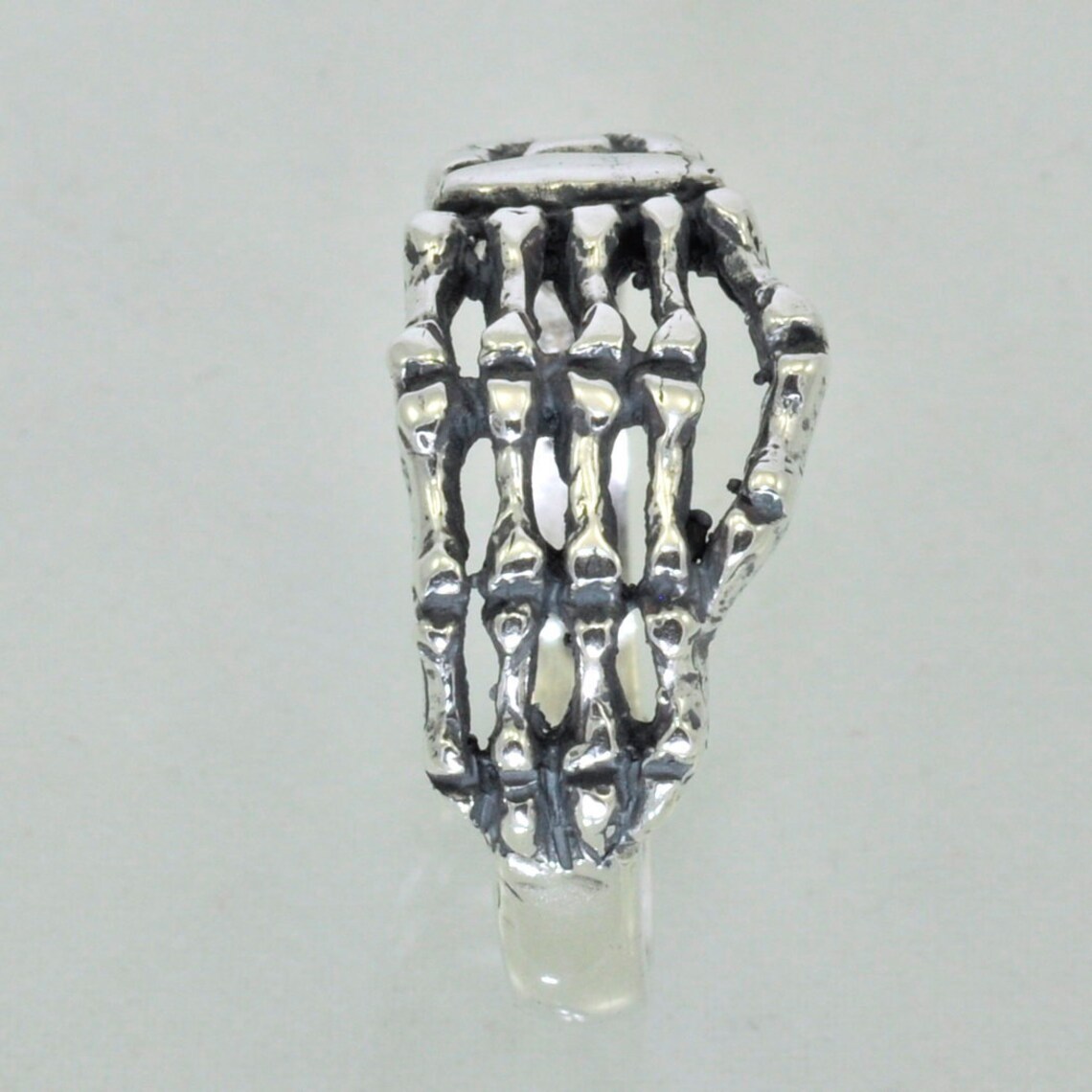 Large Silver Skeleton Hand Ring - Etsy