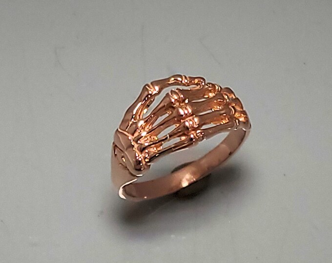 14k Rose Gold Skeleton Hand Ring - Etsy
