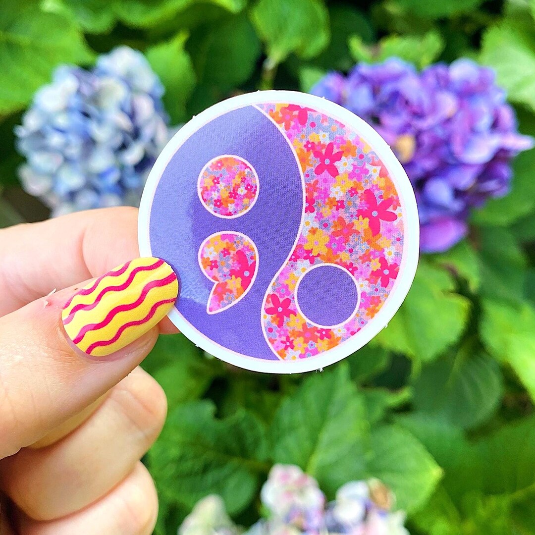 Semicolon Yin & Yang Suicide Prevention, Awareness and Memorial Sticker | Waterproof Glossy ...