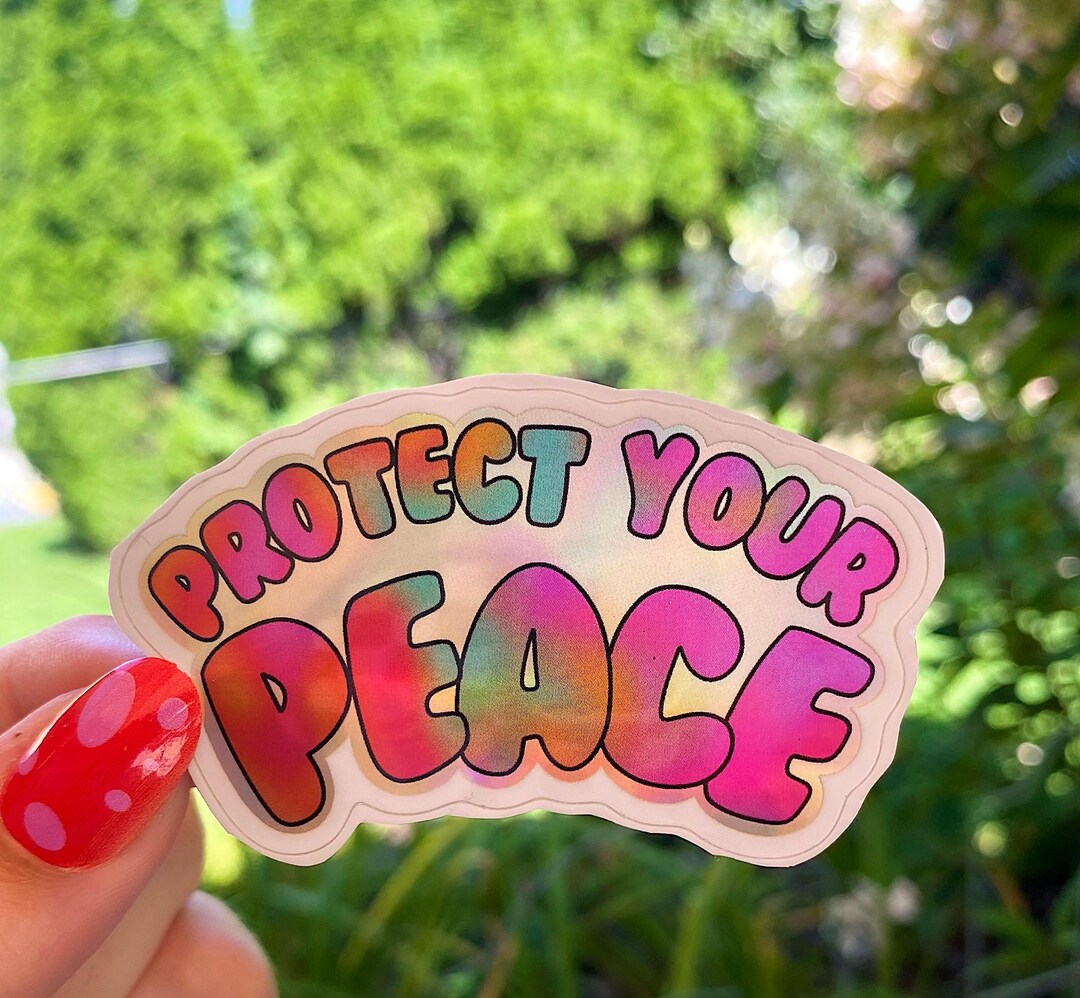 Protect Your Peace Rainbow Holographic Aesthetic Glossy Waterproof ...
