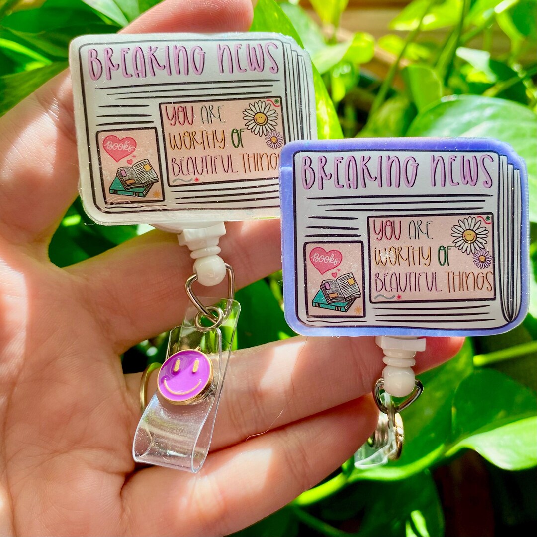 Positive Affirmation Retractable Badge Reel UV Resin You Are Worthy of ...