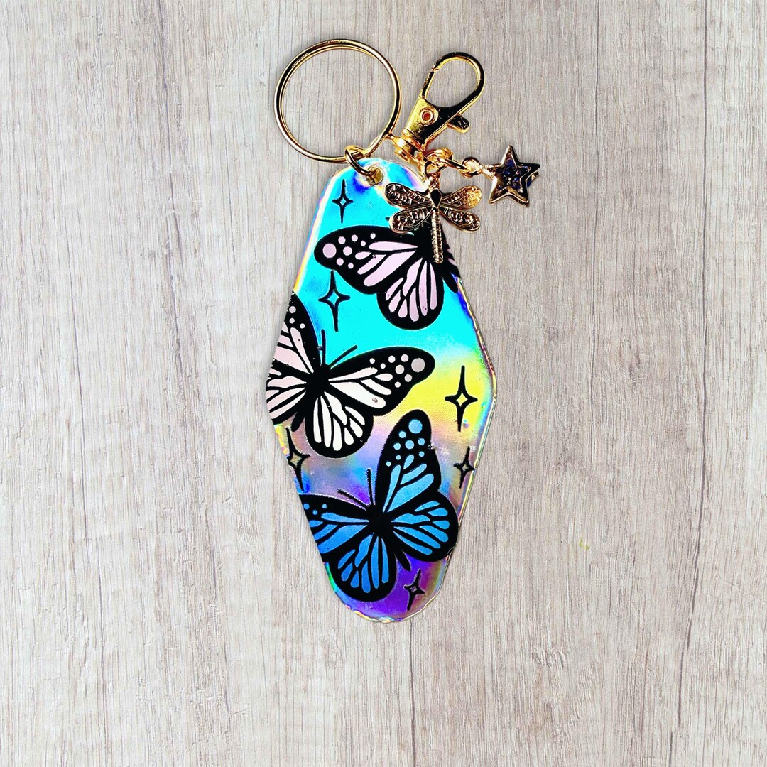 Y2K Butterfly and Star Holographic Keychain | 2000s Aesthetic ...