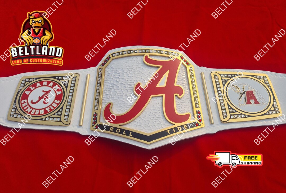 Alabama Crimson Tide Championship Belt Adult Size in Zinc 2mm 4mm ...