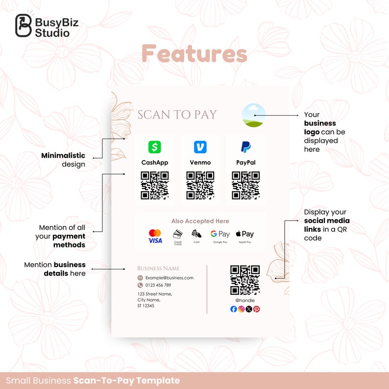 Scan to Pay Sign as Canva Editable Template, Payment Method Sign With ...