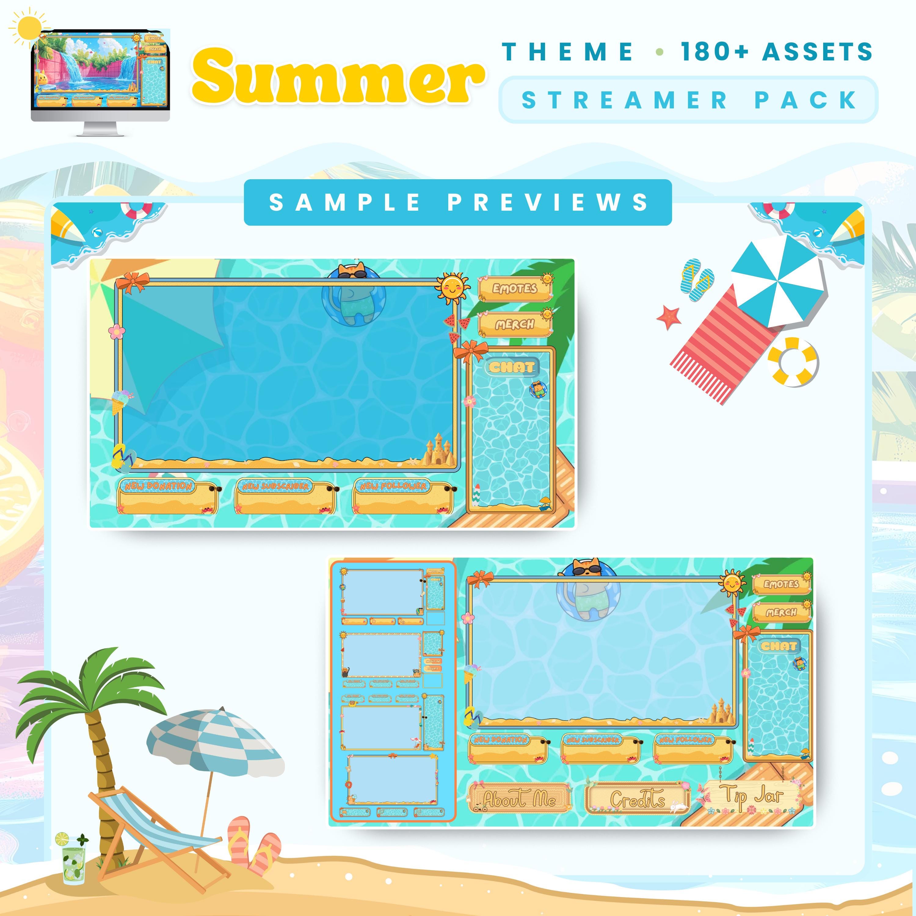 Summer Streamer Pack - Twitch Overlay Pack With Cute Seasonal ...