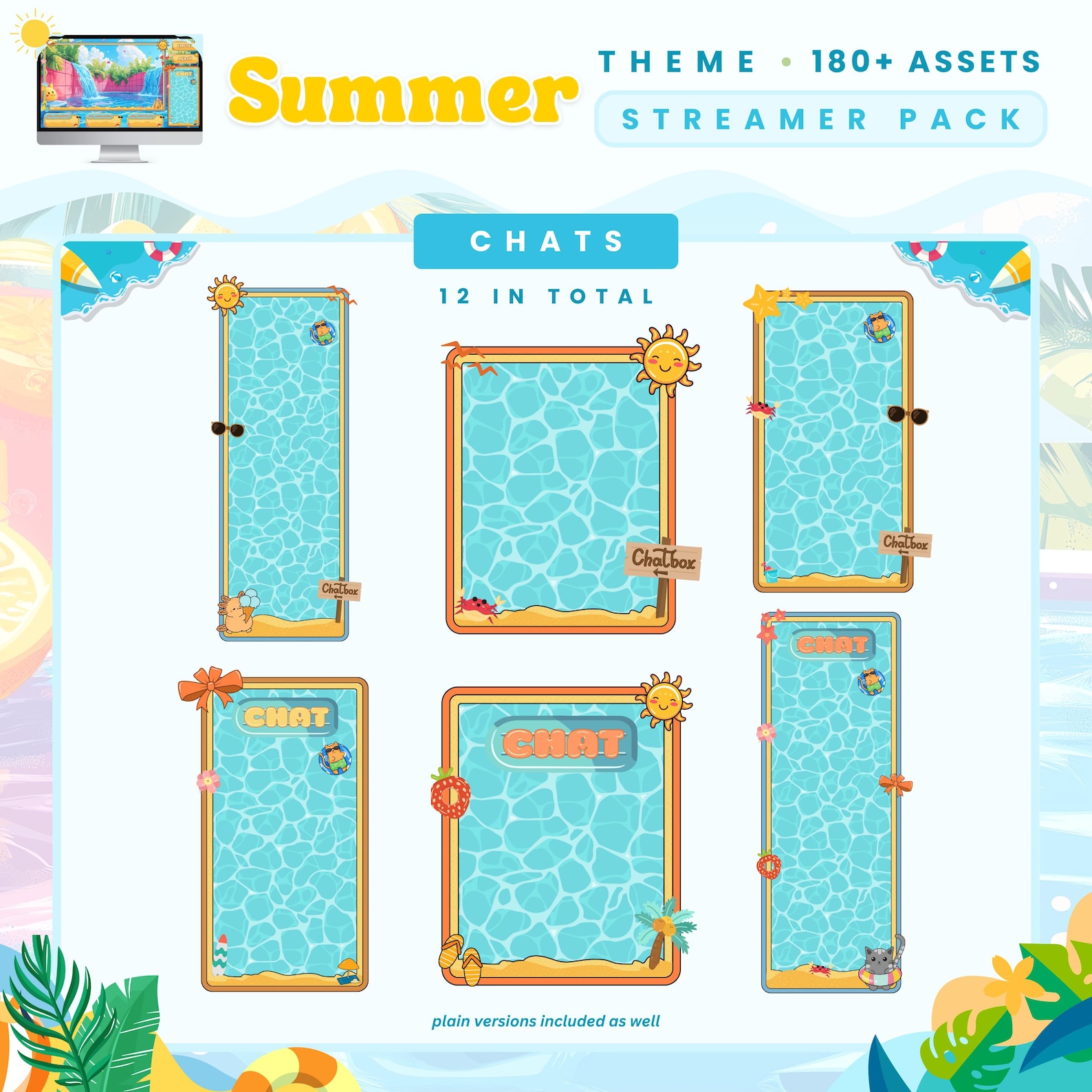 Summer Streamer Pack - Twitch Overlay Pack With Cute Seasonal ...
