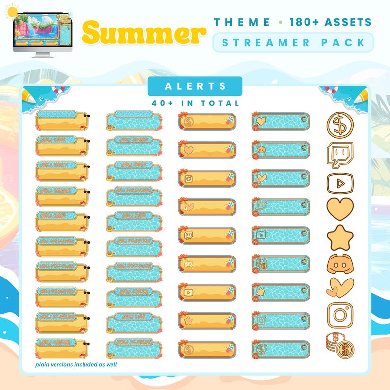 Summer Streamer Pack - Twitch Overlay Pack With Cute Seasonal ...