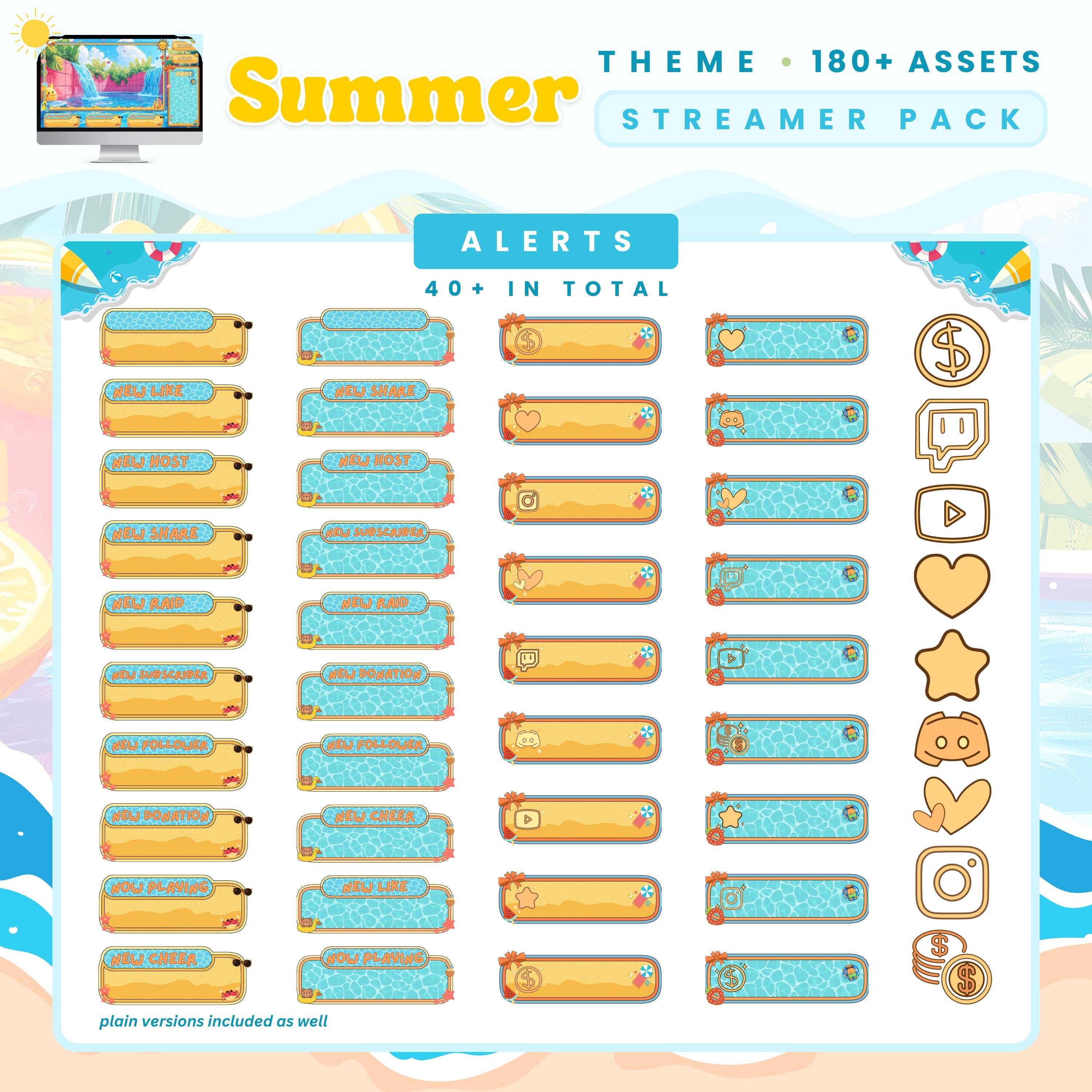 Summer Streamer Pack - Twitch Overlay Pack With Cute Seasonal ...