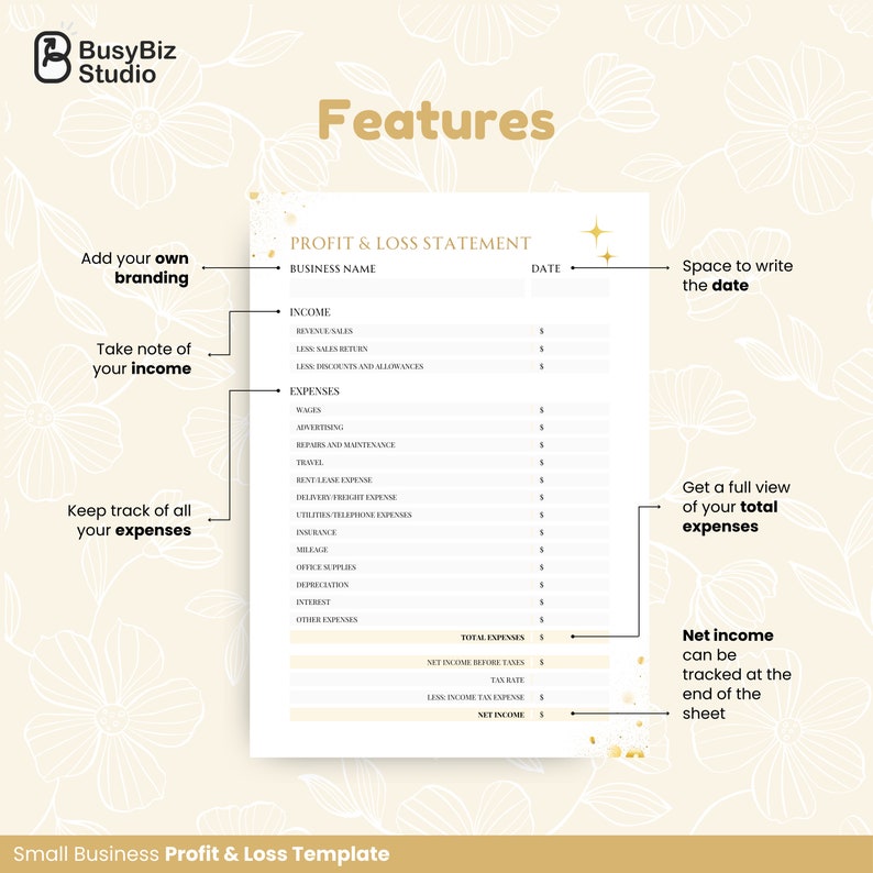 Profit and Loss Canva Template, Balance Sheet for Small Business ...