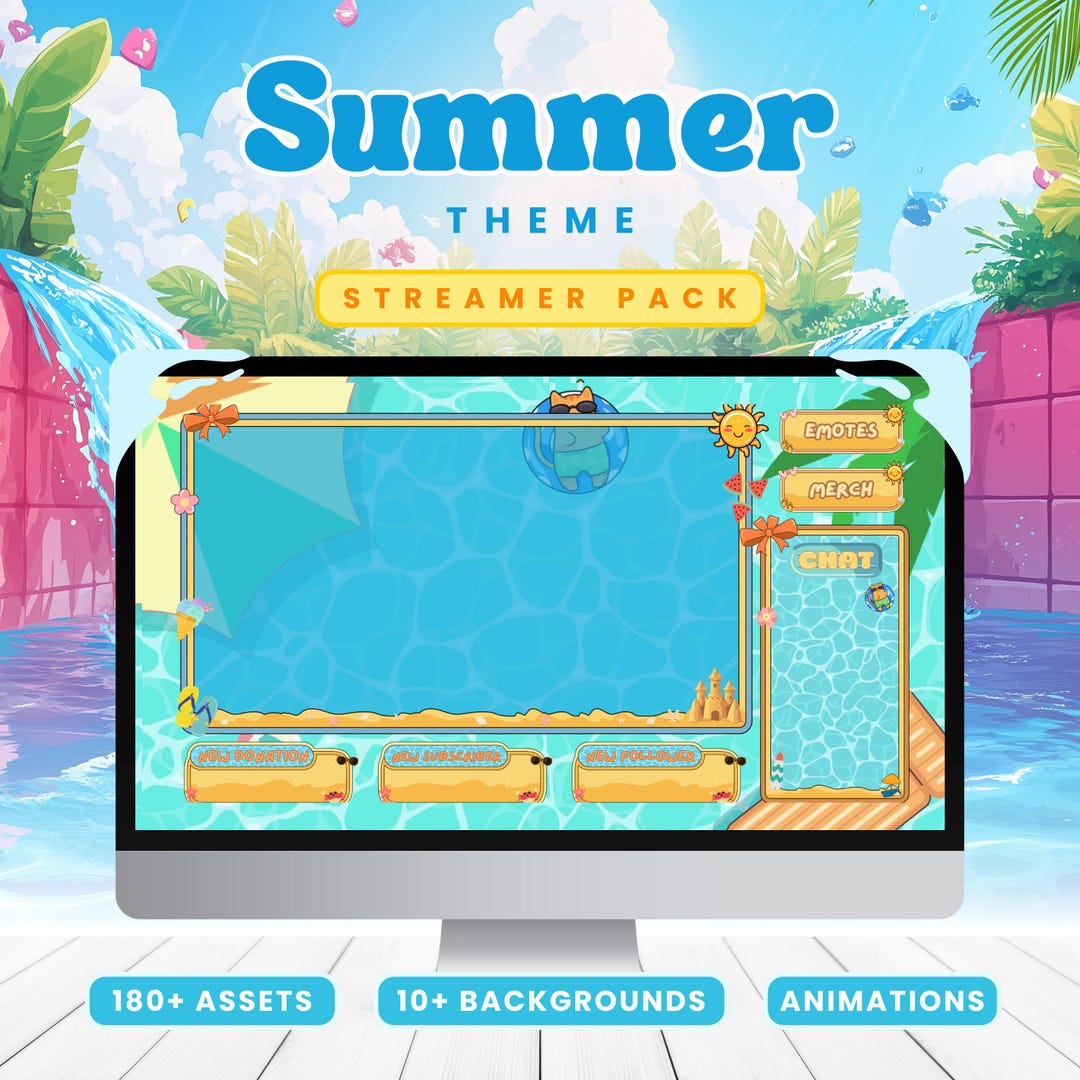 Summer Streamer Pack - Twitch Overlay Pack With Cute Seasonal ...