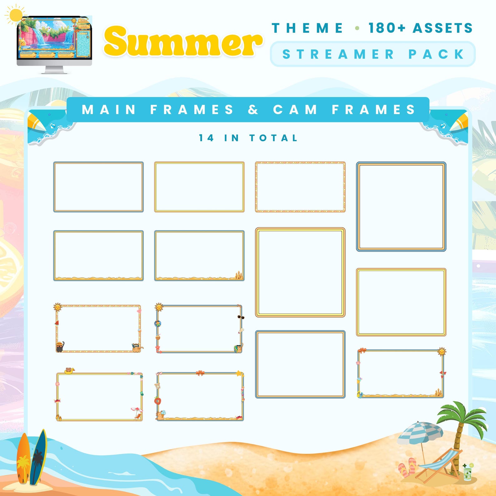 Summer Streamer Pack - Twitch Overlay Pack With Cute Seasonal ...