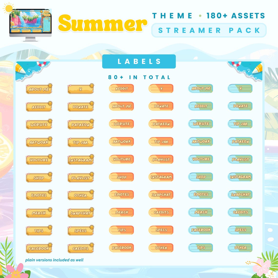 Summer Streamer Pack - Twitch Overlay Pack With Cute Seasonal ...