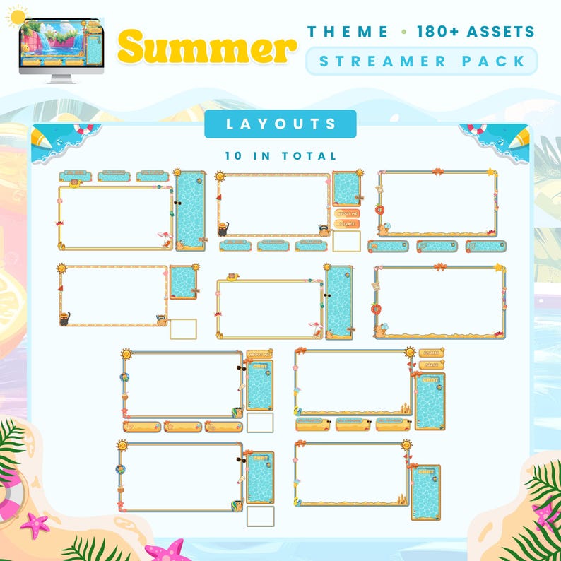 Summer Streamer Pack - Twitch Overlay Pack With Cute Seasonal ...