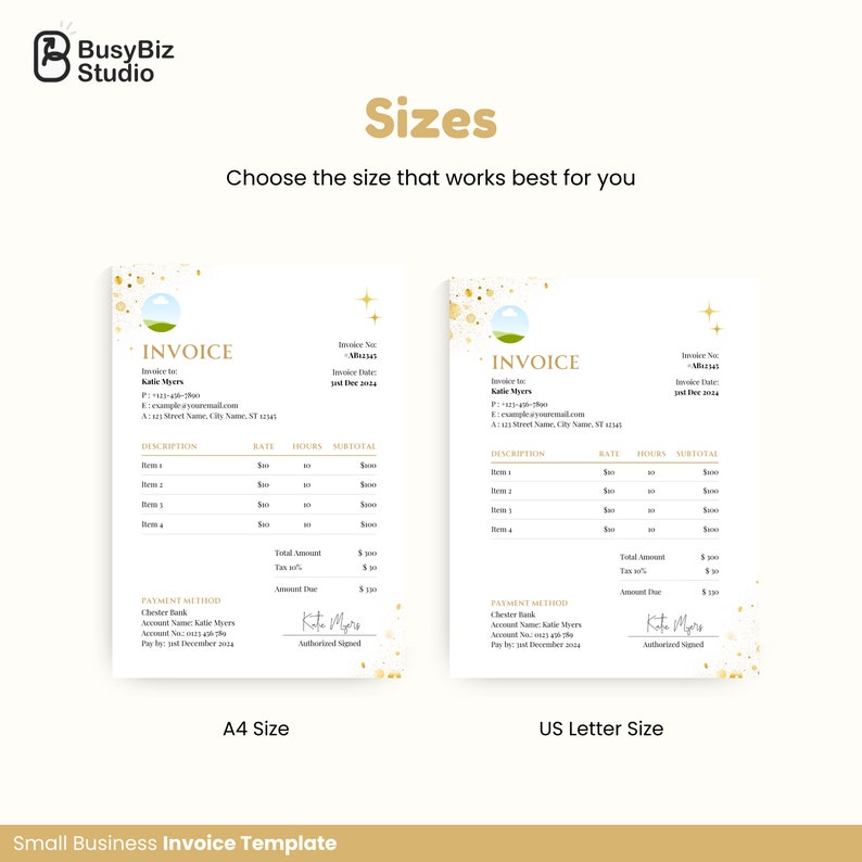 Invoice Template for Small Business, Invoice Canva Template as ...