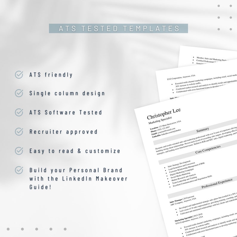 Professional ATS Resume Template for Word and Google Docs | Executive ...