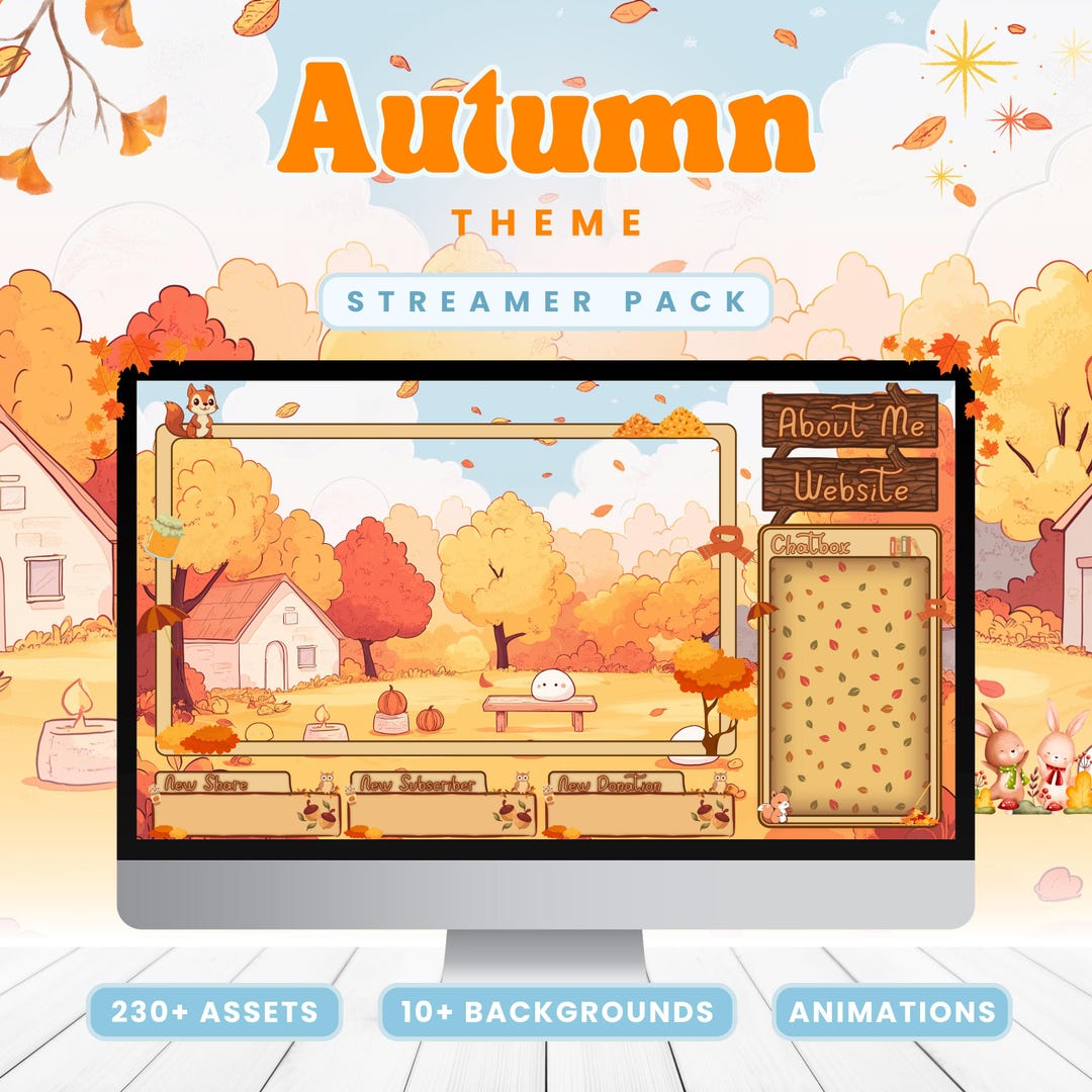 Autumn Streamer Pack - Twitch Overlay Pack With Cute Seasonal ...