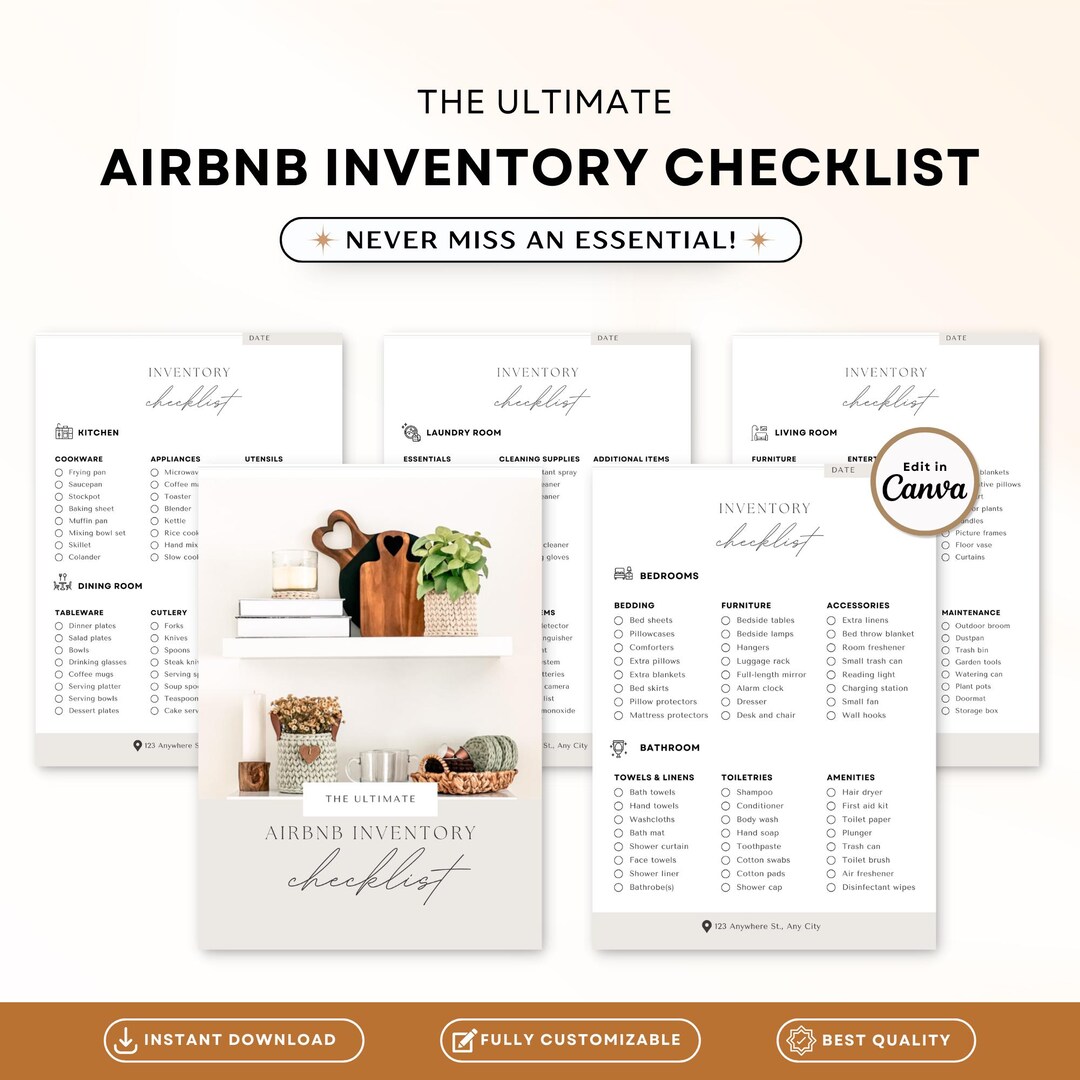 Airbnb Inventory Checklist - Customizable Canva Template for Hosts ...