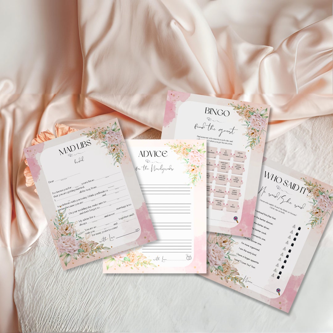 Wedding MAD LIBS Games Activity Bundle, Bridal Shower and Wedding Party ...