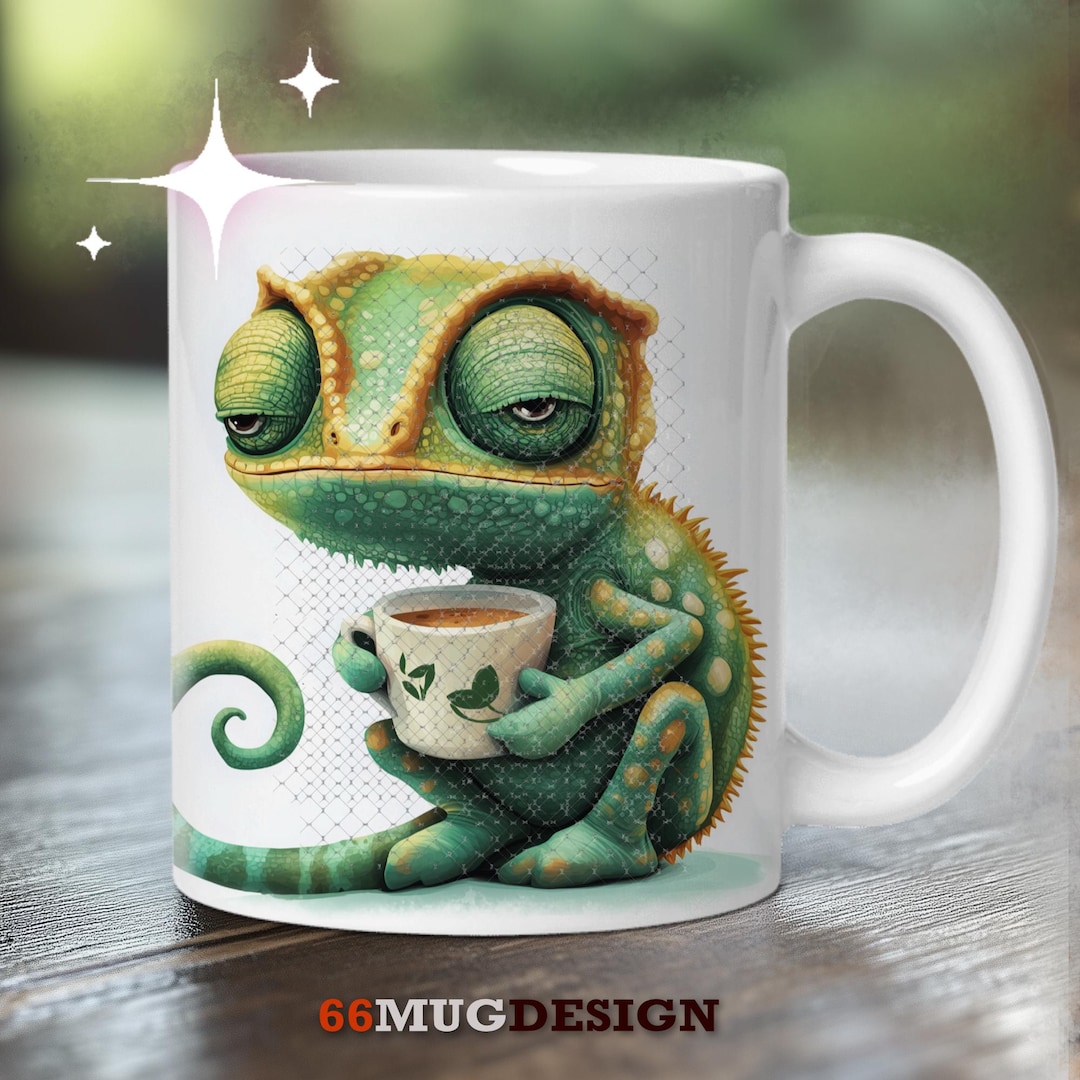 11 and 15oz PNG Mug Design for Chameleon Lover, Sublimation Print ...
