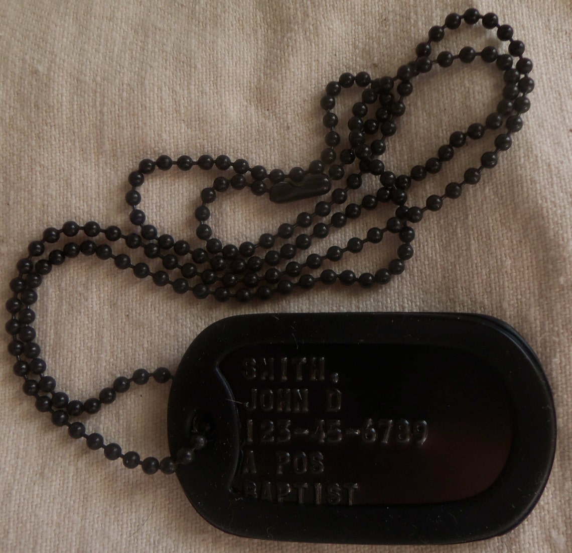 Single Black Embossed Genuine Military Issue Dog Tag FREE | Etsy