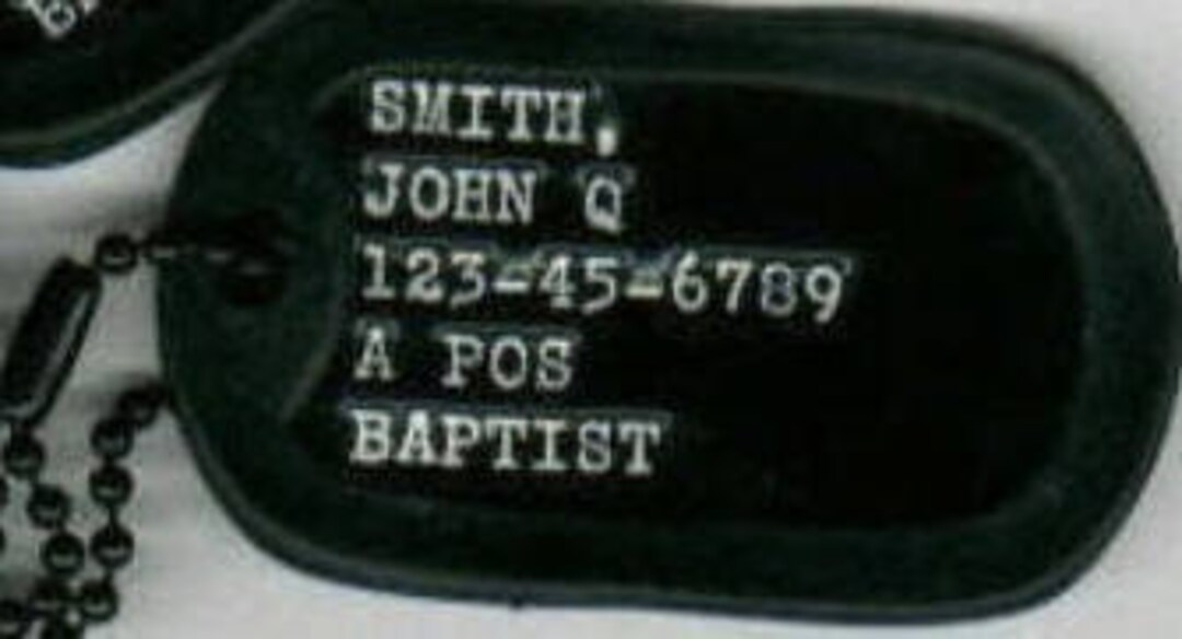 SINGLE Dog Tag Genuine Military Black Debossed Tag FREE SHIPPING - Etsy
