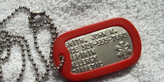 Medical Information Dog Tag With Your Information Personalized | Etsy
