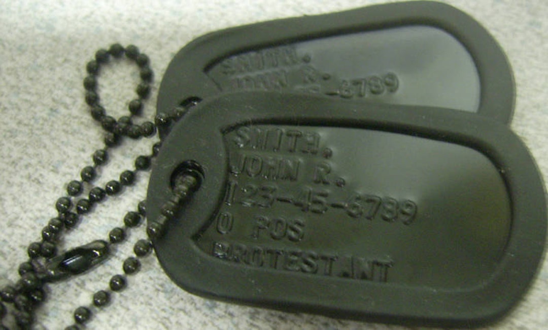 Genuine Military Black Embossed Dog Tags Made for U Personalized Custom ...