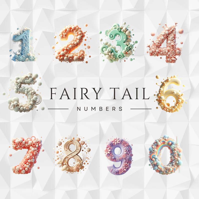 Fairy Tail Number, Number Clipart Set, Graphics for DIY Projects and ...