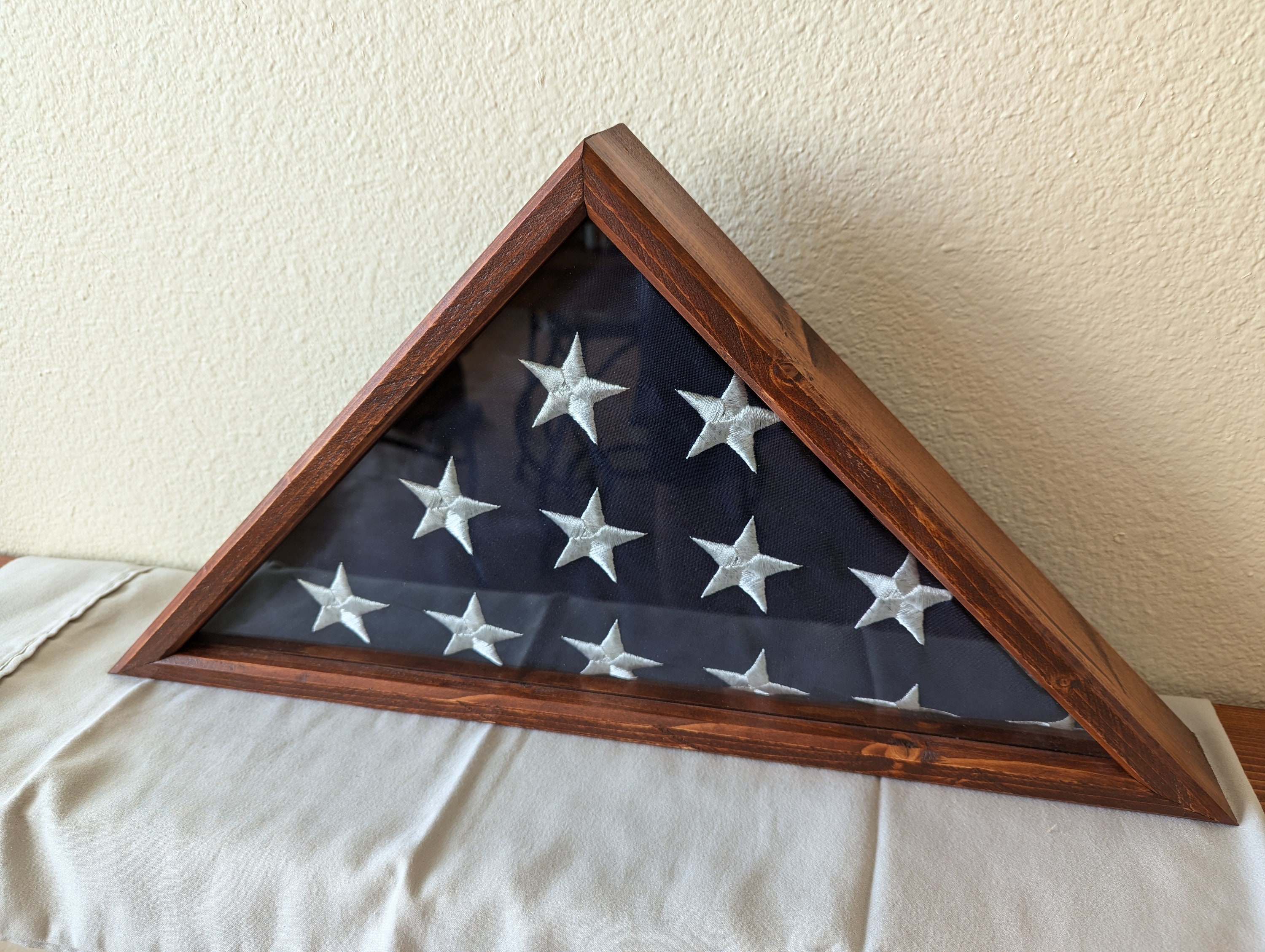 Memorial American Flag Case, Solid Wood & Glass Face, Customizable ...